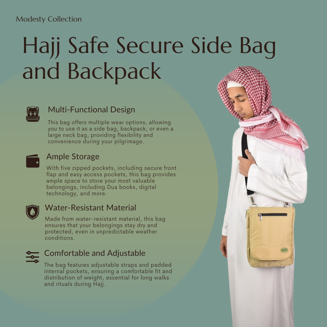 Hajj Safe Secure Side Bag and Backpack - Modesty Collection